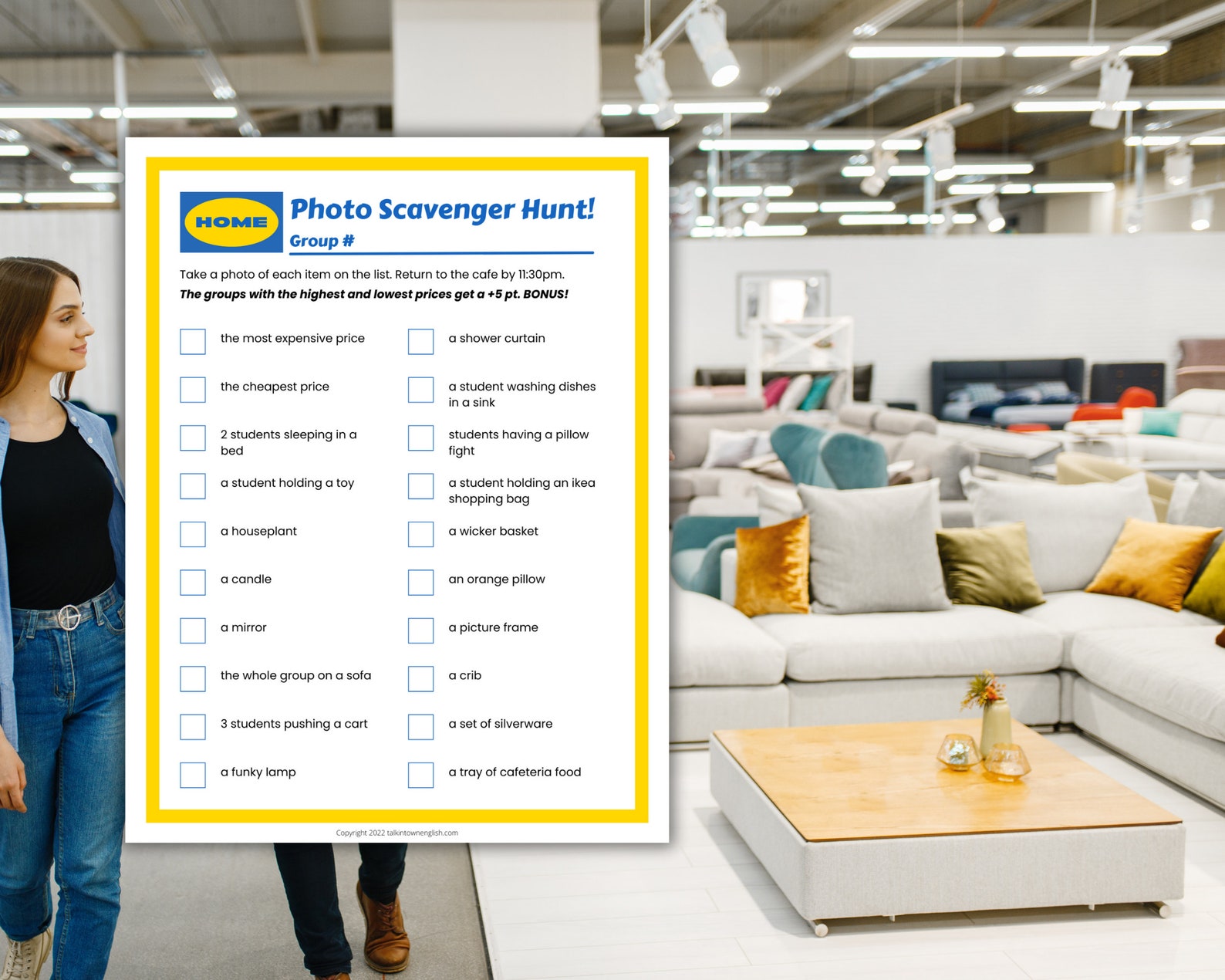 Photo Scavenger Hunt Templates for ESL, Shopping, Cultural Immersion ...