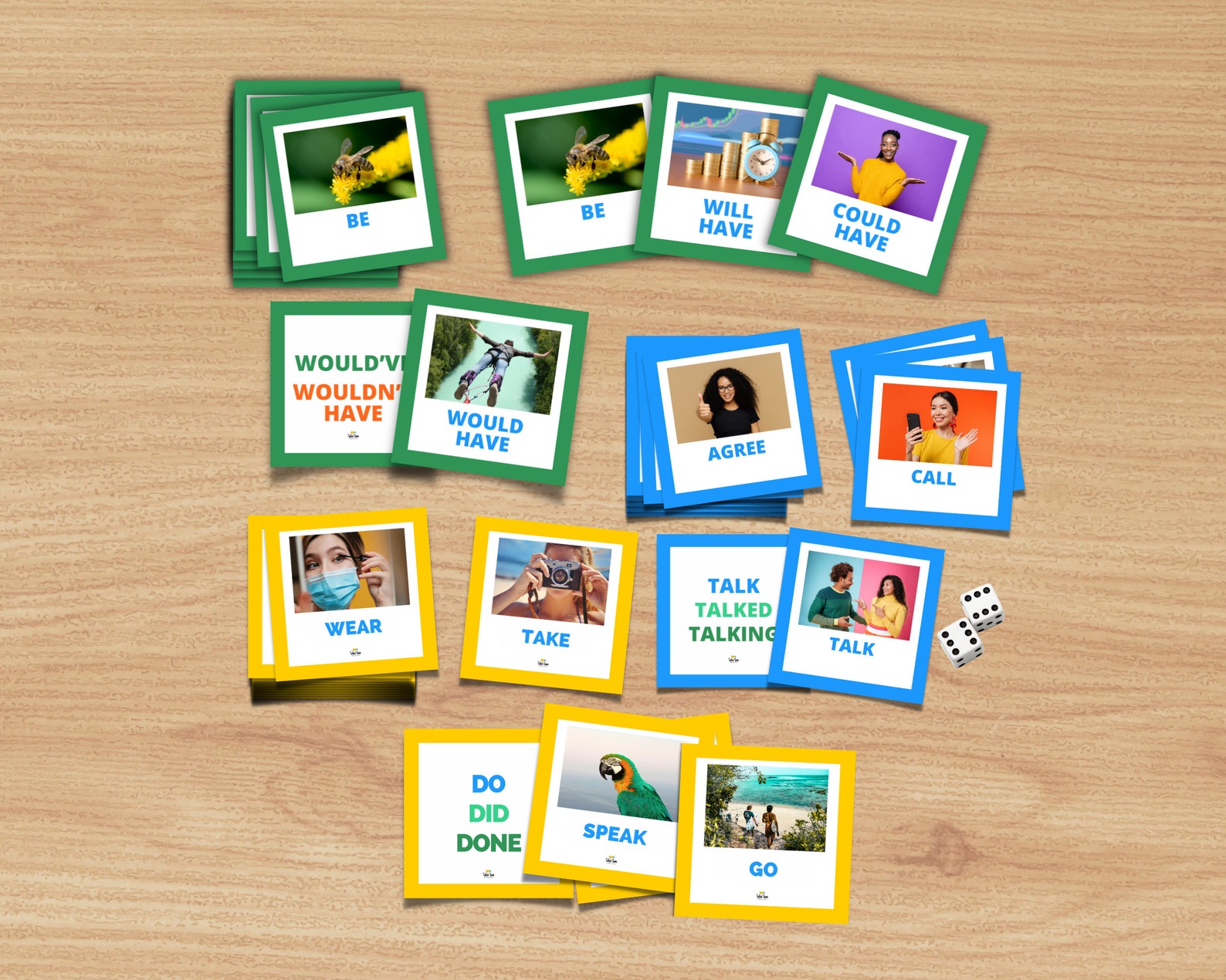 English Verb Flashcards: ESL Printable Resource (digital Download) - Etsy