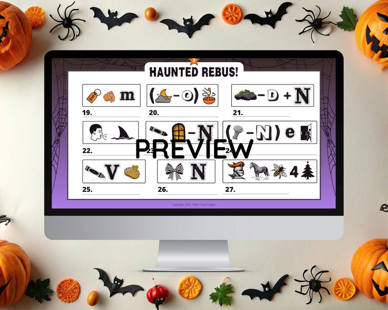 Halloween Rebus Picture Puzzles: Brain Teaser Activity (digital ...