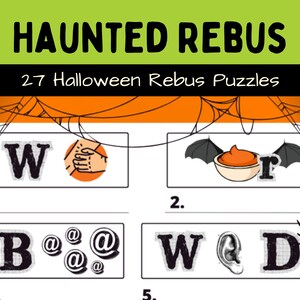 Halloween Rebus Picture Puzzles: Brain Teaser Activity (digital ...