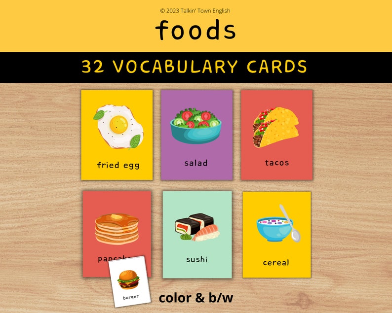 Printable Food Flashcards: ESL Vocabulary & Grammar Games (PDF) - Etsy