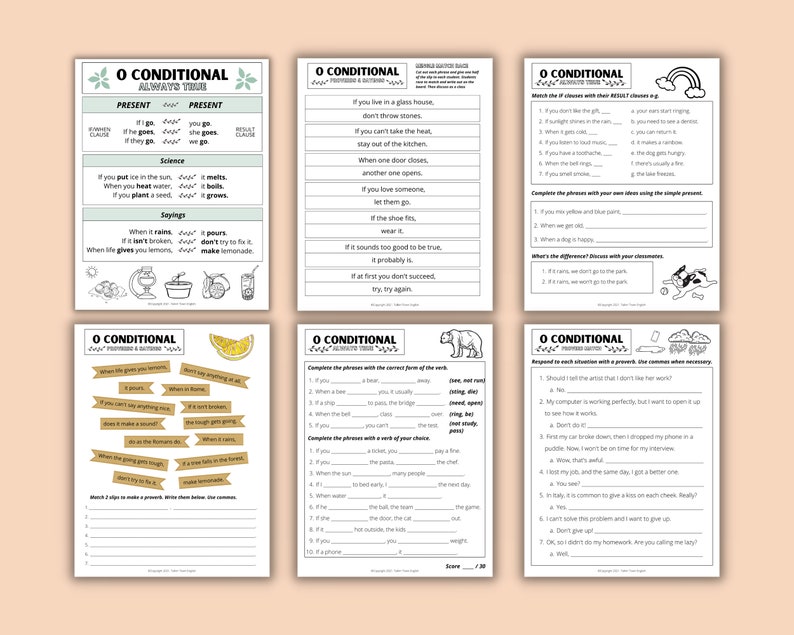 Conditionals 0-3 Worksheets and Conversation Cards PDF for English ...
