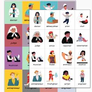 Job Flashcards Printable PDF, Vocabulary Cards for ESL Games, Memory ...