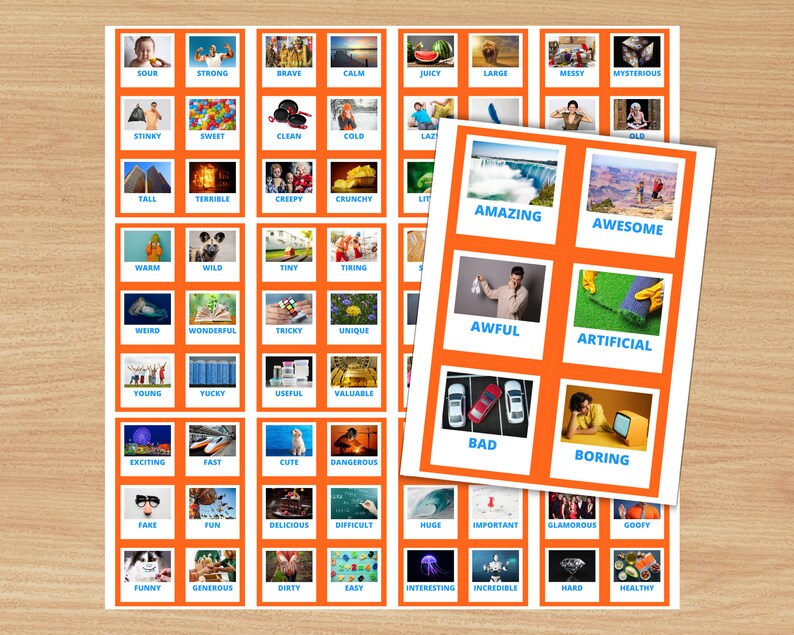 English Adjective Flashcards: ESL Learning Resource (digital Download ...