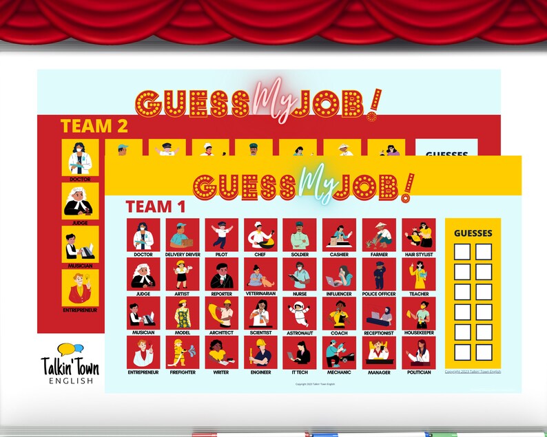 Guess Who Jobs Game ESL Activity: Asking Questions, Short Answers, Job ...