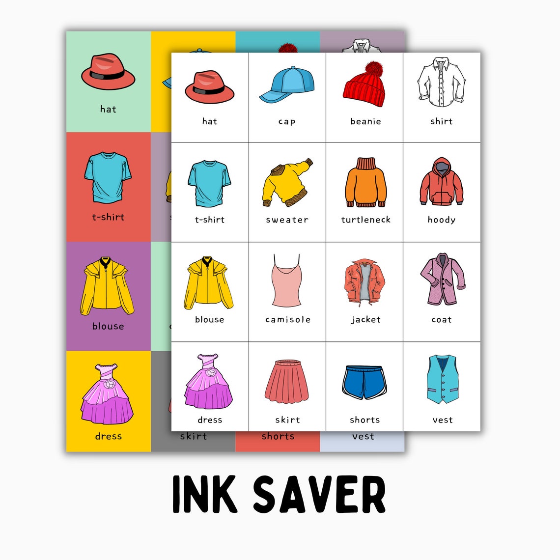 Clothing Flashcards ESL, 32 Printable English Language Vocabulary Cards ...