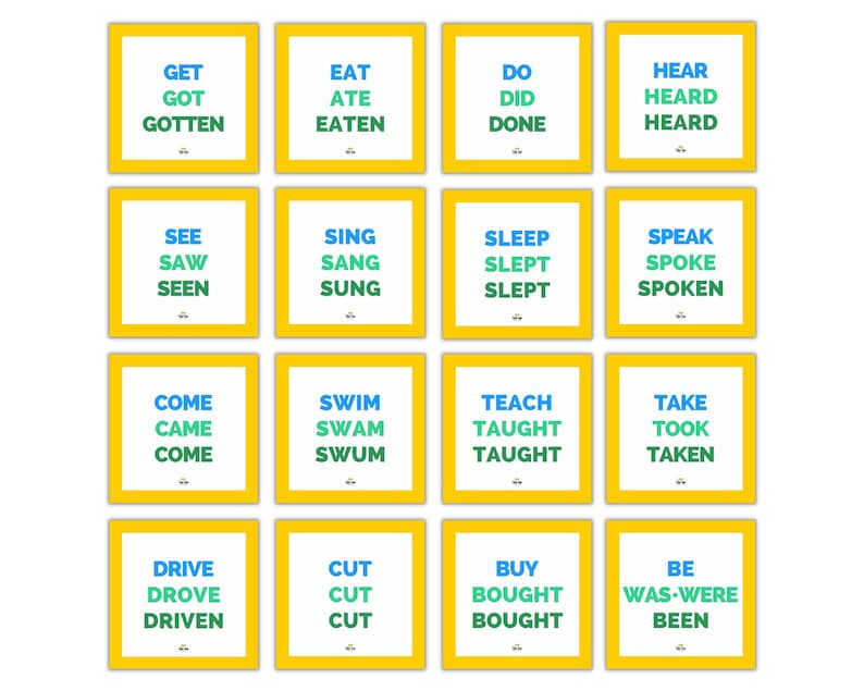 Irregular Verb Flashcards: ESL Learning, Photo Flashcards (digital ...