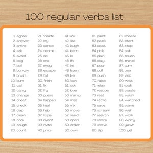 Regular Verbs Flashcards Printable Deck of 100 Photo Flashcards PDF ...