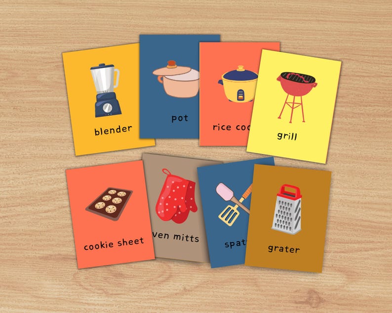 Cooking Flashcards, Kitchen Vocabulary, Culinary Picture Vocabulary ...