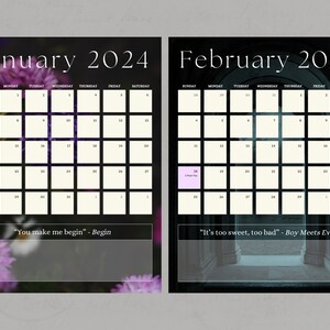 2024 BTS Digital Download Calendar Wings Quotes Edition 12 Months Year ...