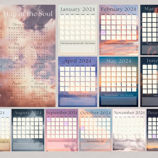 2024 BTS Digital Download Calendar Love Yourself Quotes Edition 12 ...