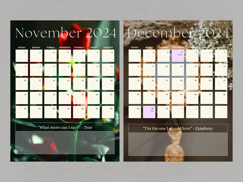 2024 BTS Digital Download Calendar Love Yourself Quotes Edition 12 ...