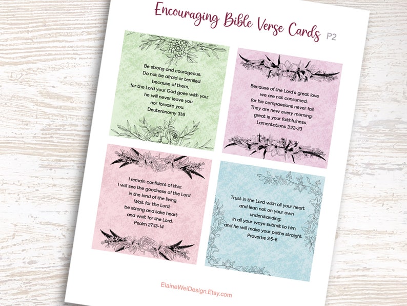Encouraging Bible Verse Card Printable Scripture Cards - Etsy