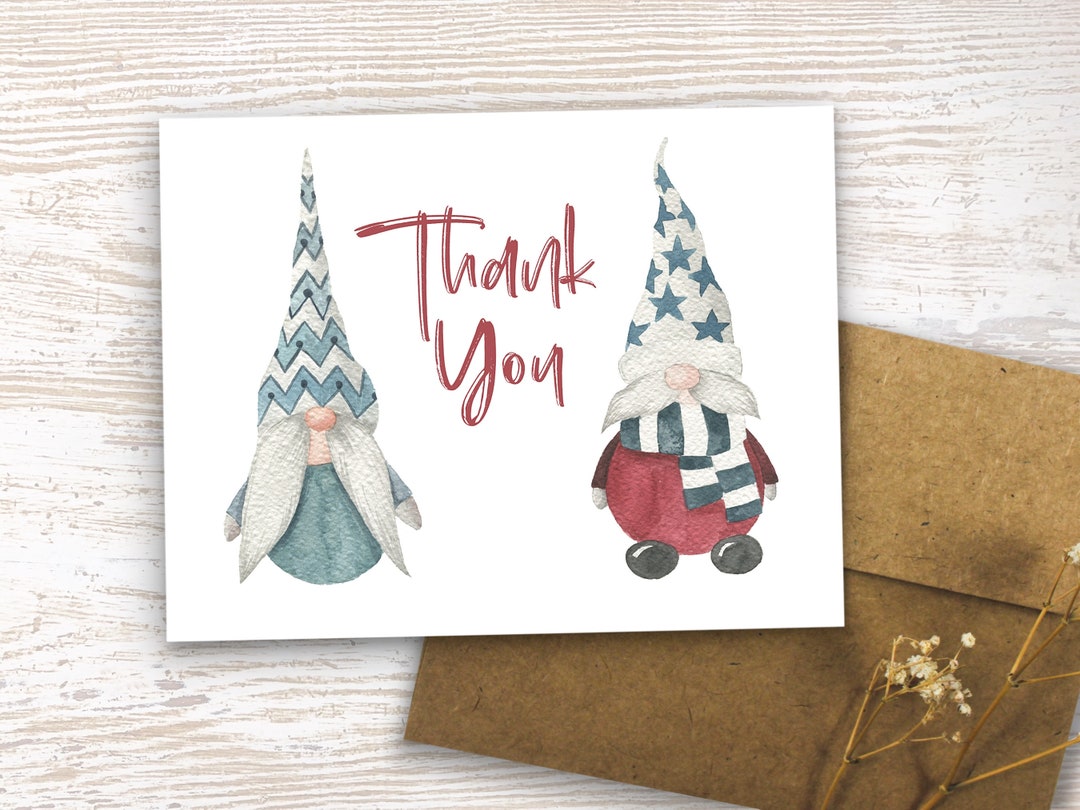 Gnome Thank You Card Cute Gnome Card Cute Thank You Card Thank You ...