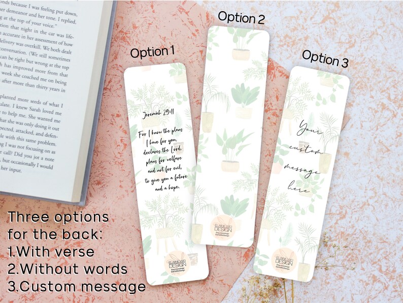 Cozy Plant Bookmarks Custom Bookmark Book Mark Scripture - Etsy