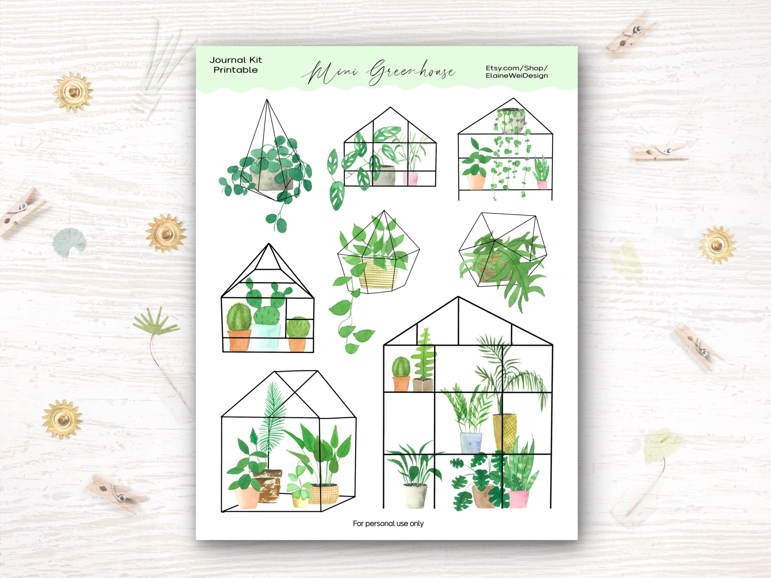 Plant Printable Journal Kit Greenhouse Stickers Nature - Etsy