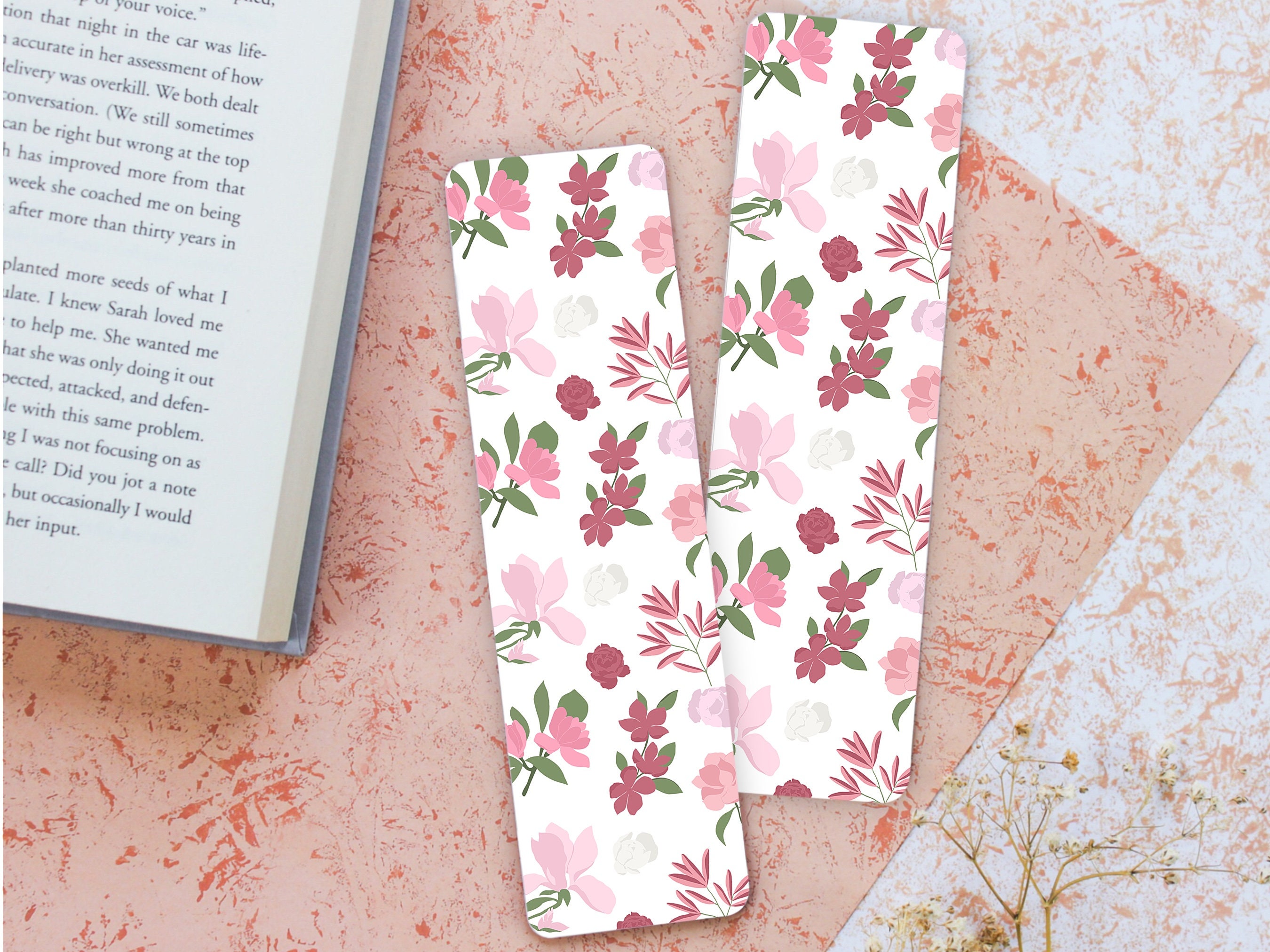 Pink Bookmark Floral Bookmark Book Mark Rose Bookmarks for - Etsy Singapore