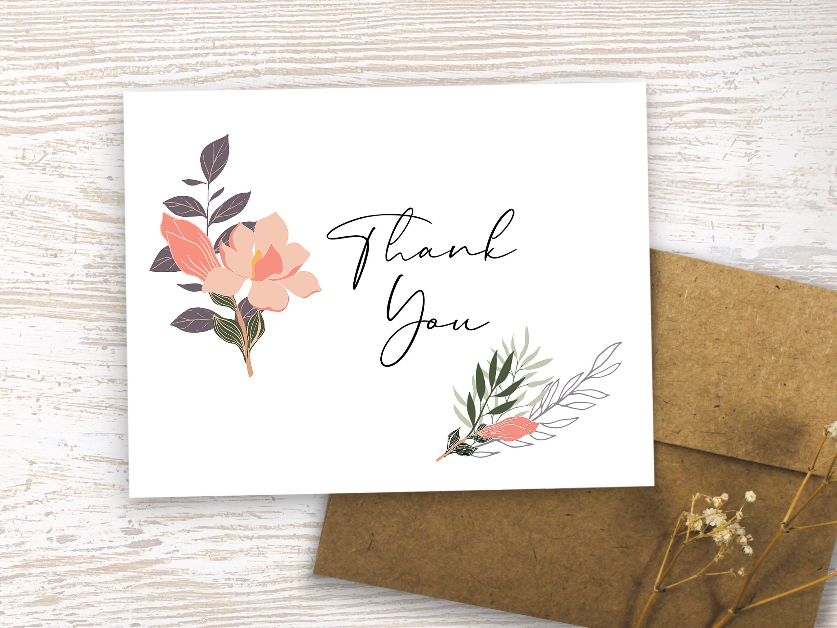 Greeting Cards Paper & Party Supplies Thank You Cards Floral Card Thank ...