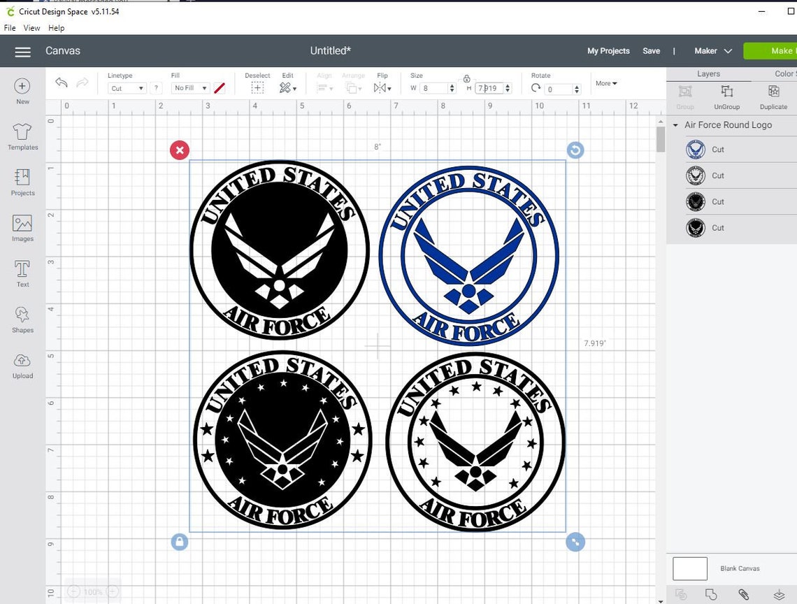 Air Force Round Logo Graphic Design X4 Cricut Cut File - Etsy