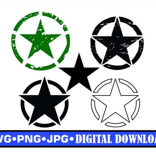 Bundle Distressed Army Star SVG File Cut File for Cricut and - Etsy