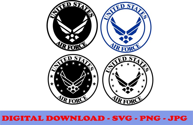 Air Force Round Logo Graphic Design X4 Cricut Cut File - Etsy