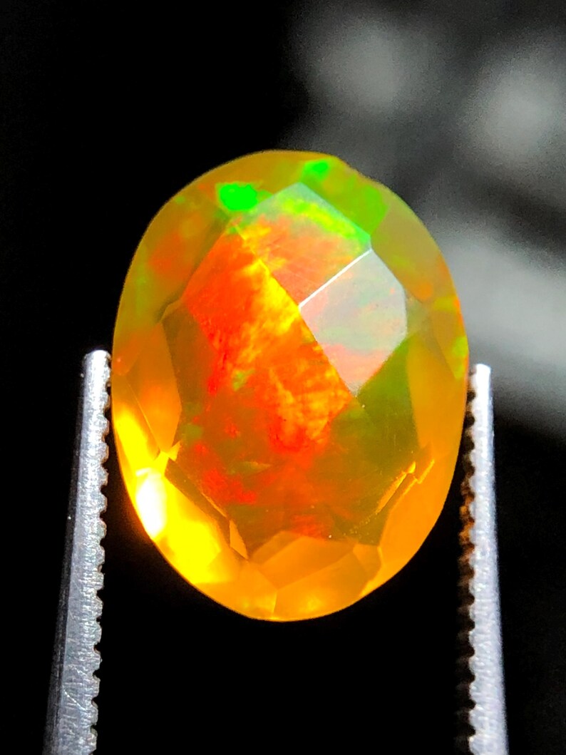 2.5 Ct Oval Yellow Opal Gemstone – Checker Cut Rainbow Fire - Etsy