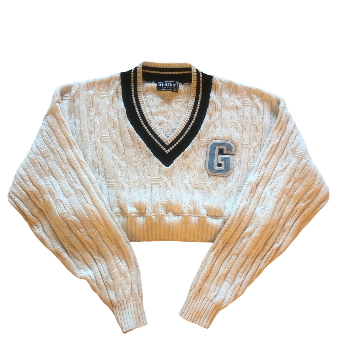 Vintage Cropped Tennis/cheerleader Sweater - Etsy