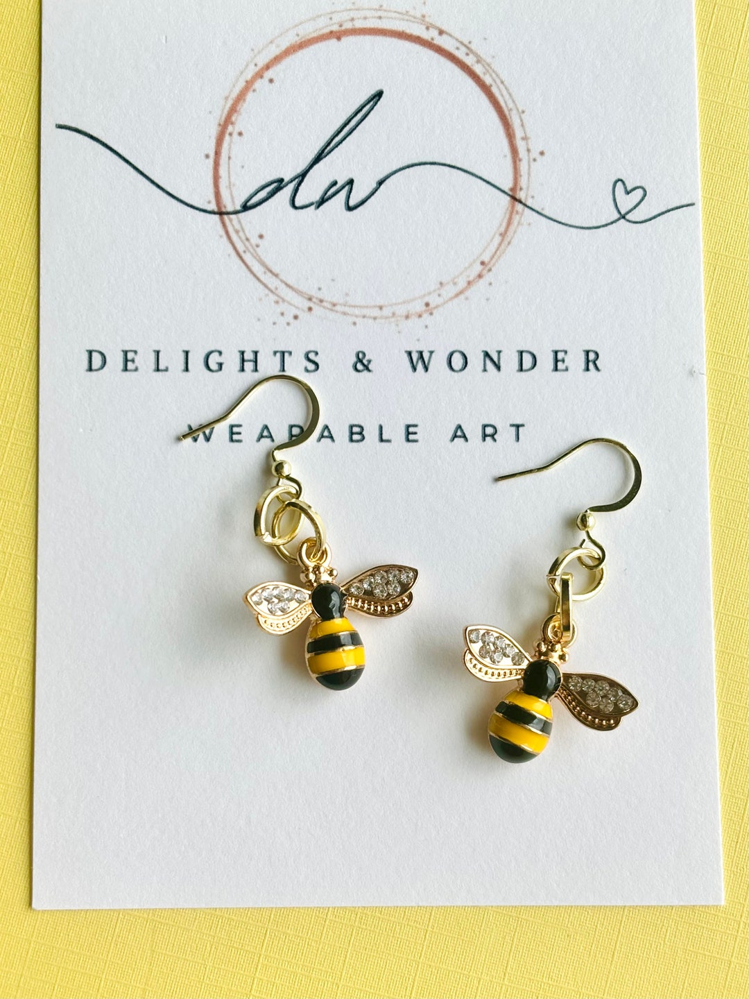 Bumble Bee Charm Gold Spring Dangle Earring - Etsy