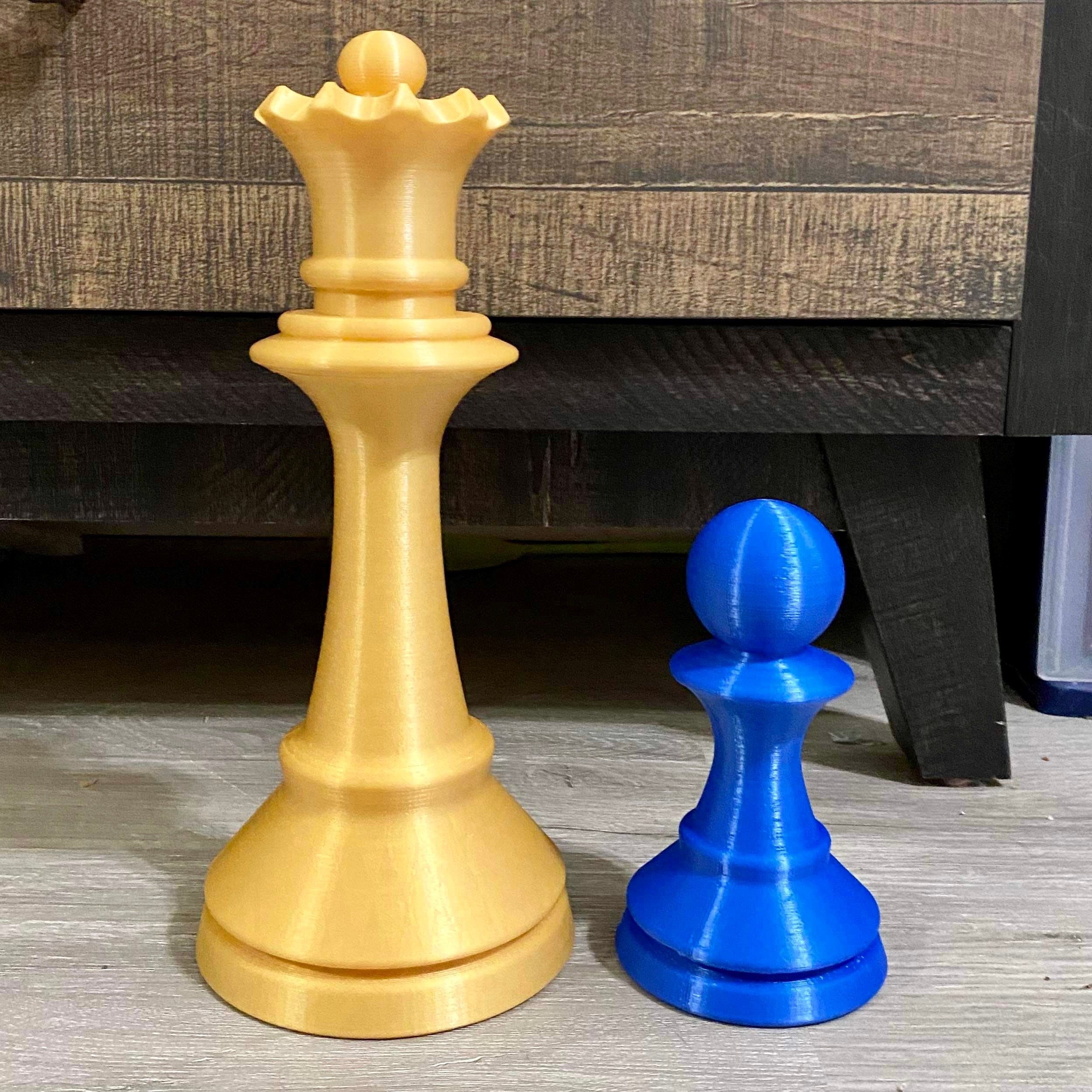 XL Gold Queen and Blue Pawn Chess Pieces - Etsy