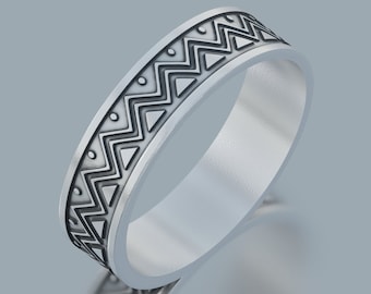 Aztec Pattern Ring Aztec Mens Ring for Mayan Wedding Aztec Gold Ring ...