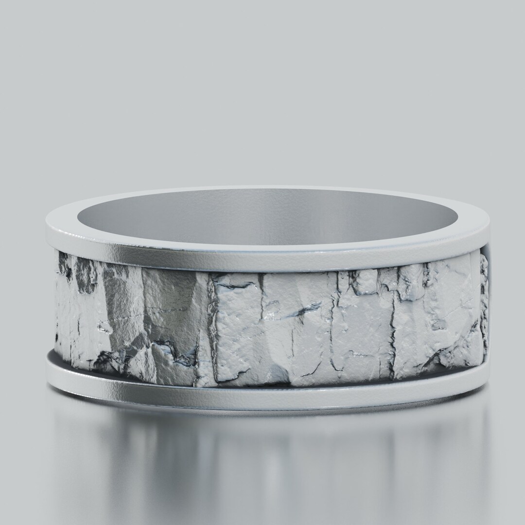 Textured Sedimentary Rock Ring for Mens Engagement Rock Surface Wedding ...