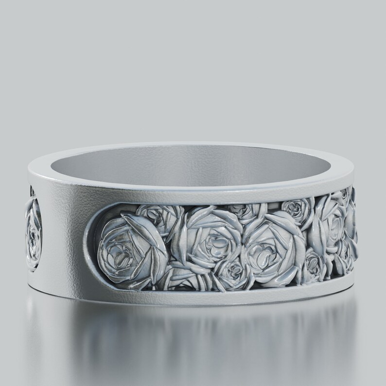 Red Rose Flower Ring Engagement Ring for Men Nature Inspired Birth ...