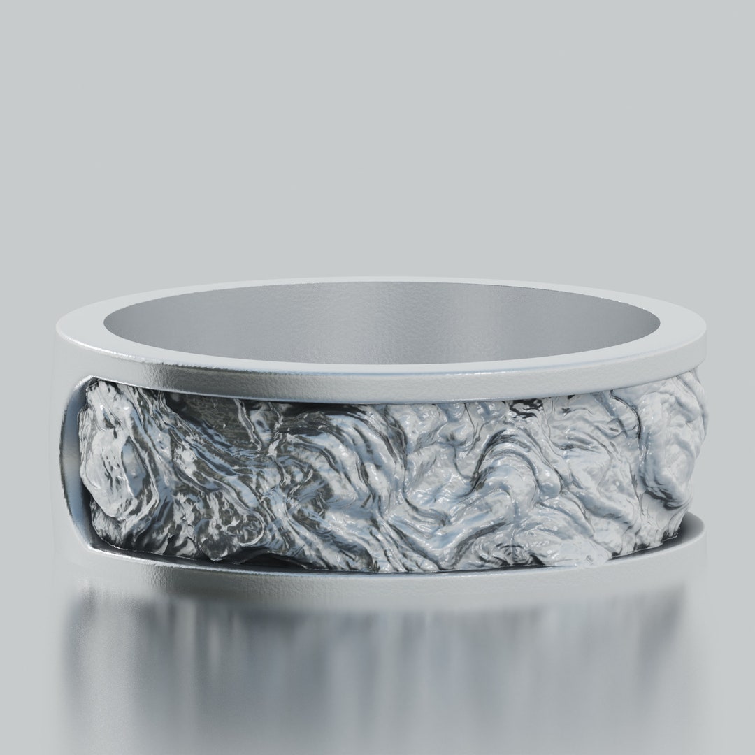 Volcanic Molten Lava Ring for Men Wedding Band Textured Icelandic ...