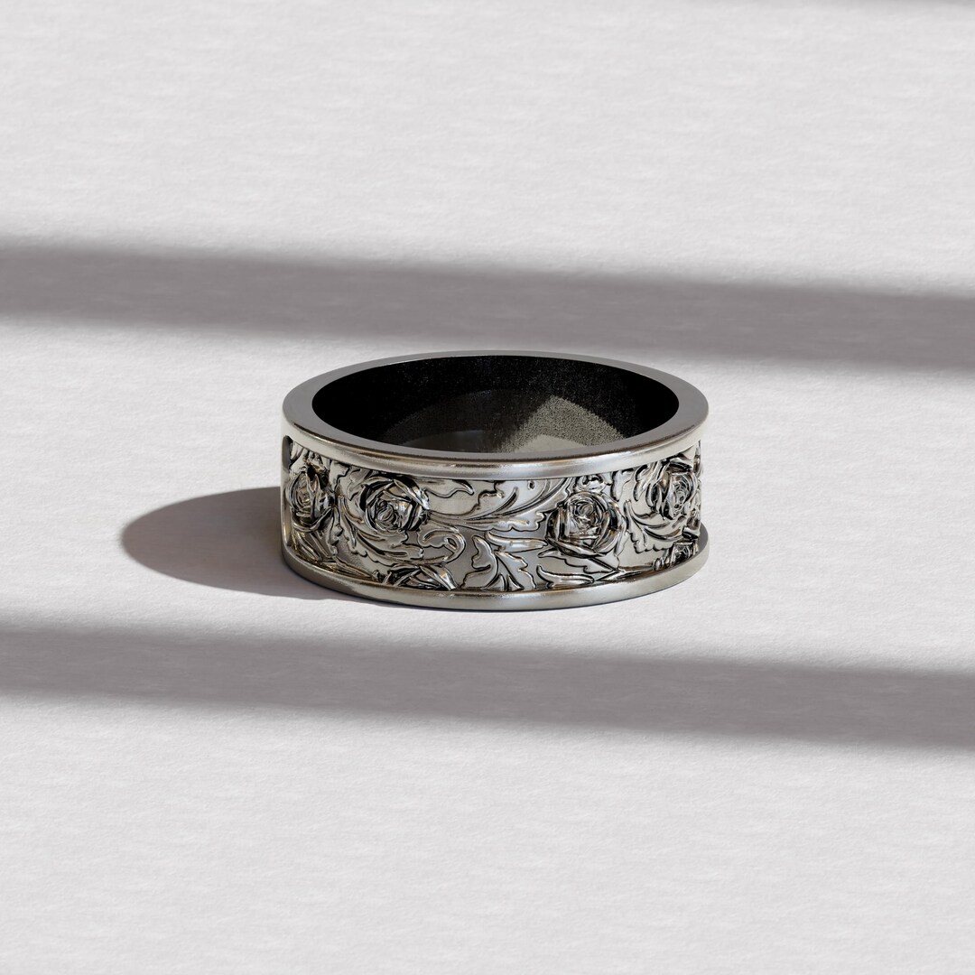 Red Rose Flower Ring Engagement Ring for Men Nature Inspired Birth ...