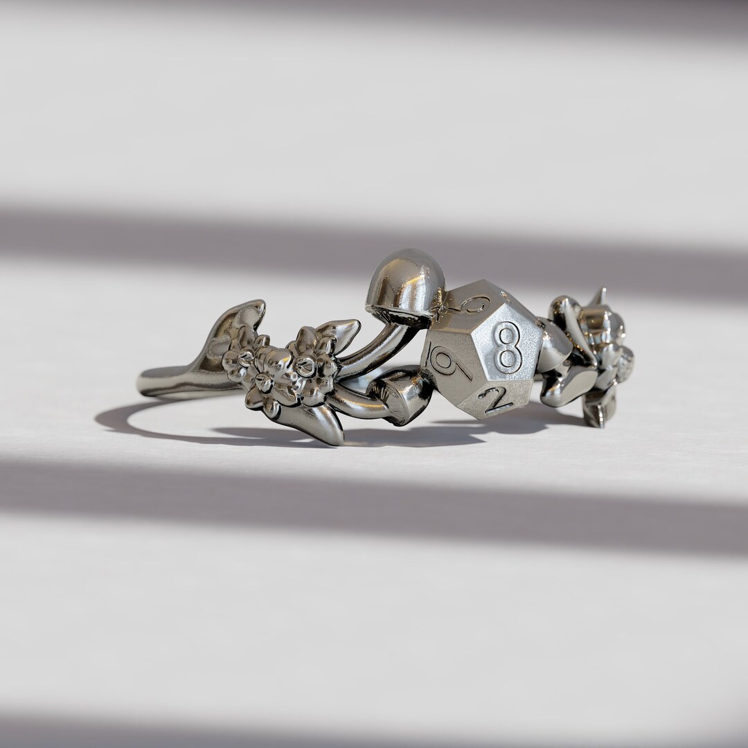 Floral D20 Ring for Women – Fantasy Dice RPG Wedding Band - Etsy