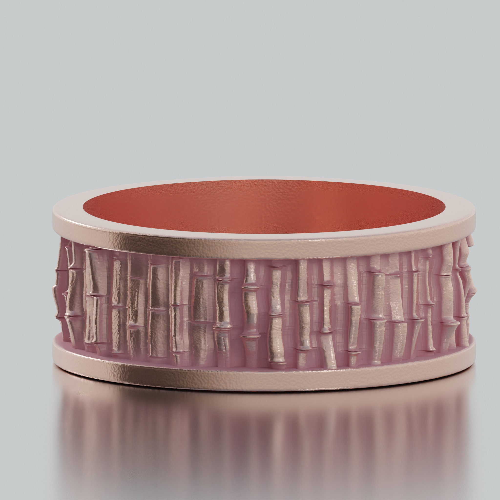 Lucky Bamboo Ring Mens Unique Band Ring Engraved Bamboo Poles Ring ...