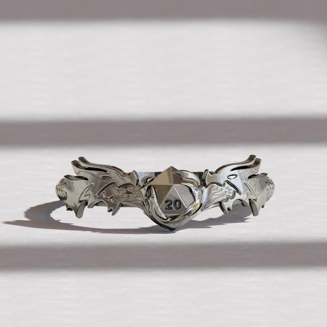 3D Dragon D20 Dice Ring | Metal Dnd Game Jewelry - Etsy