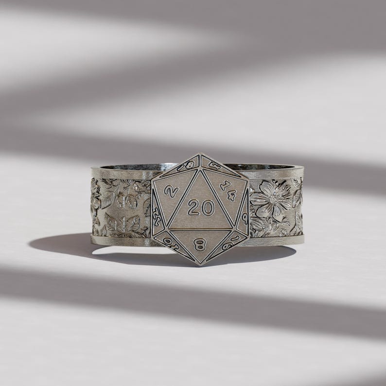 Dnd D20 Flower Ring, Dnd Wedding Ring, Floral Jewelry for Druid Class ...