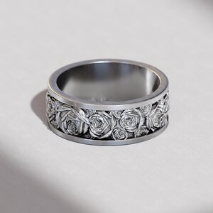 Red Rose Flower Ring Engagement Ring for Men Nature Inspired Birth ...
