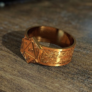 Dnd D20 Flower Ring, Dnd Wedding Ring, Floral Jewelry for Druid Class ...