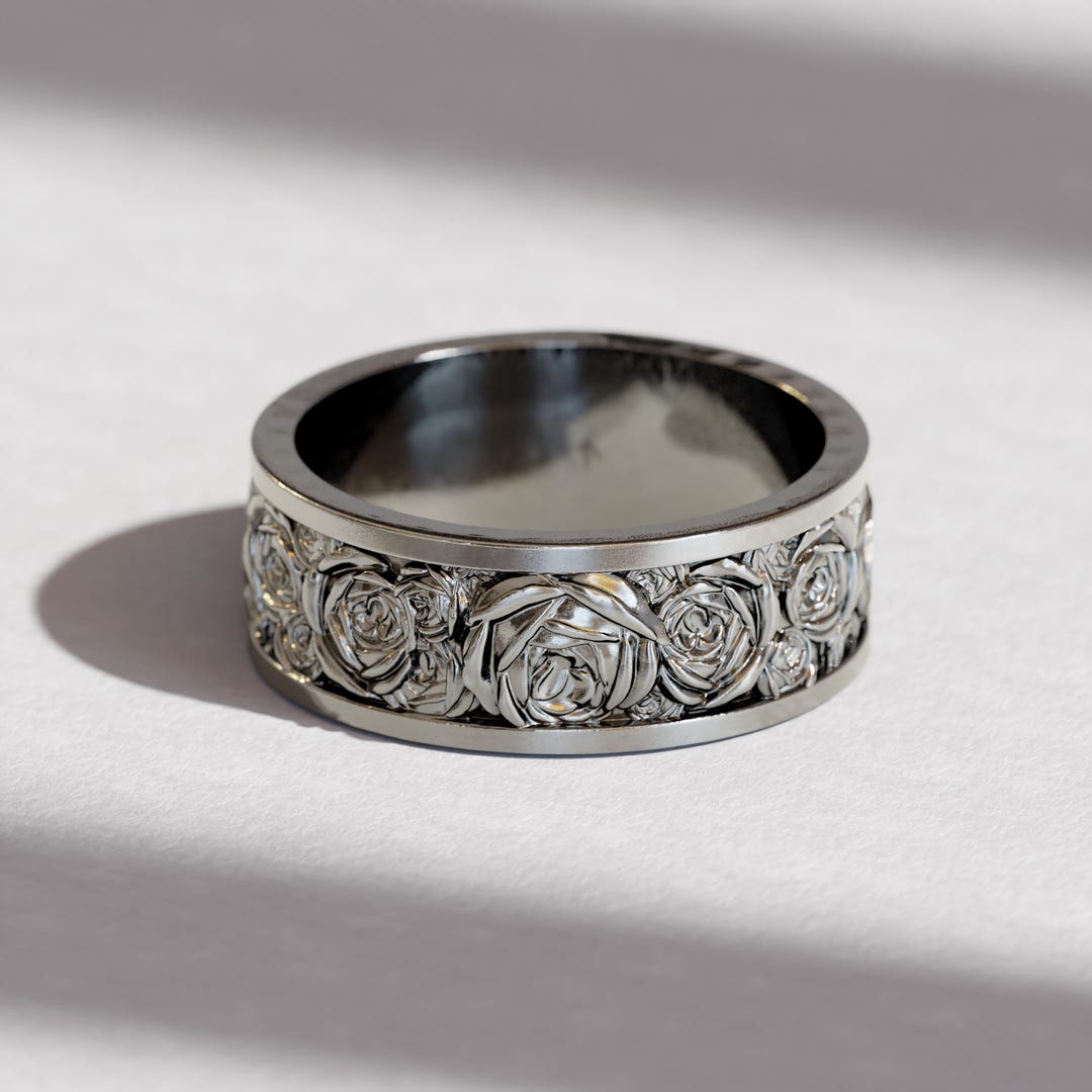 Red Rose Flower Ring Engagement Ring for Men Nature Inspired Birth ...