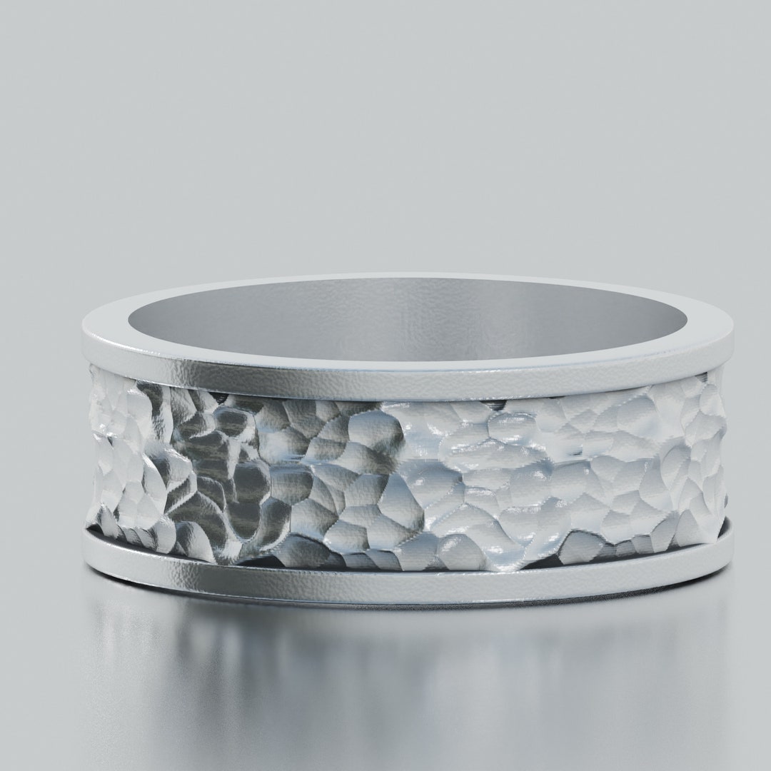 Men's Meteorite Band Ring With Hammered Effect Unique Space-inspired ...