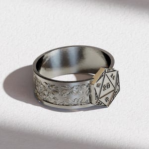 Dnd D20 Flower Ring, Dnd Wedding Ring, Floral Jewelry for Druid Class ...
