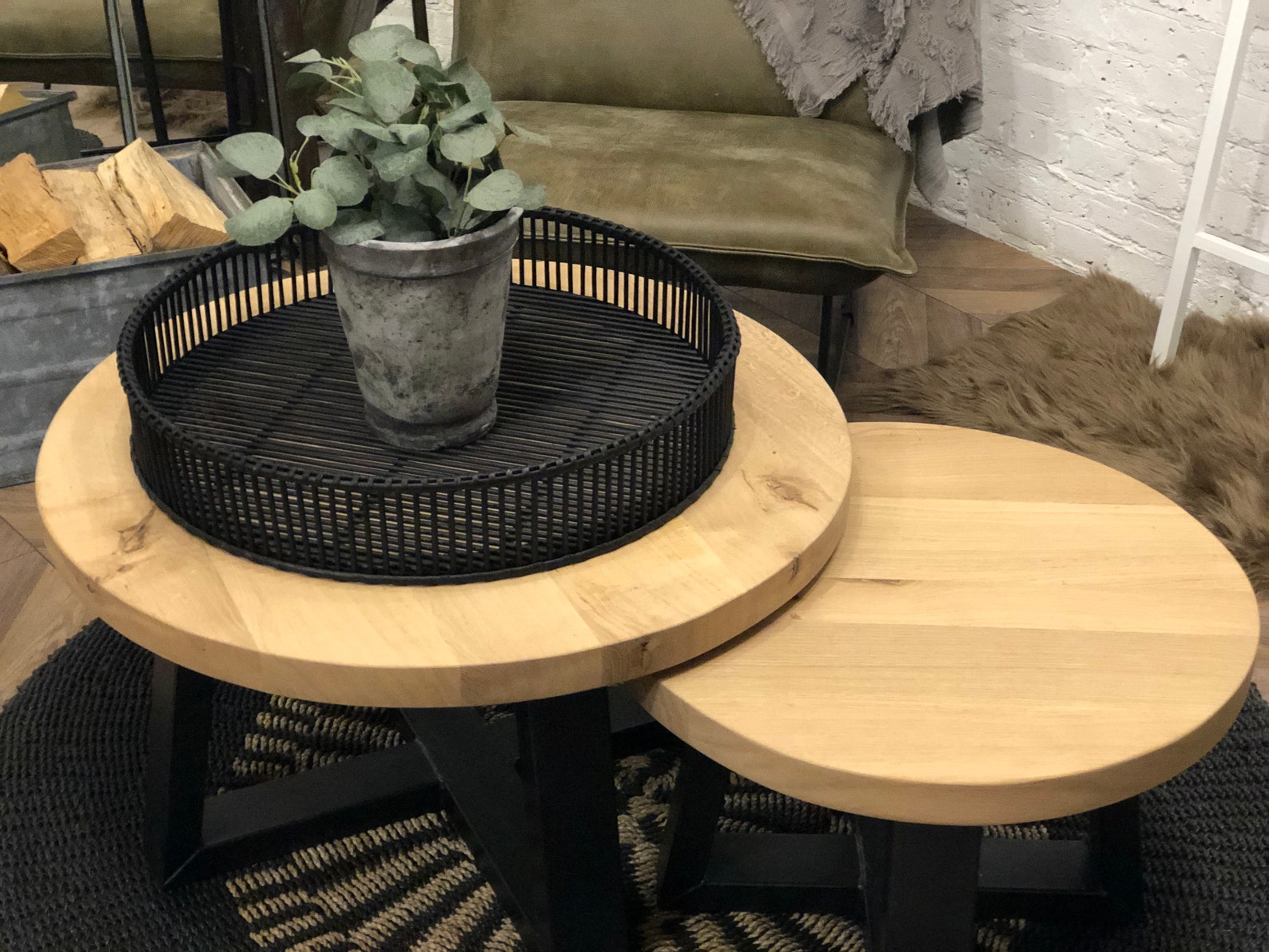 Industrial Coffee Table Interlocking Twin Set - Etsy UK