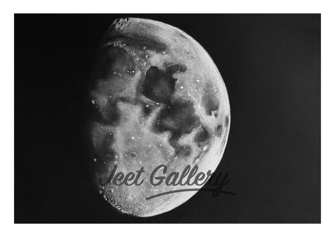 Limited Edition Prints Pastel Drawing Realism Moon 11.7 X 16.5 Inches ...