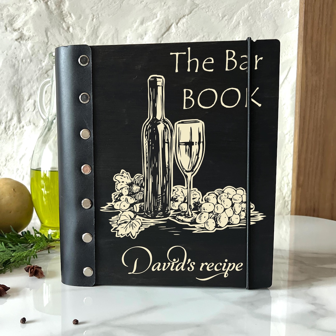 Personalized Blank Cocktail Recipe Book Wooden Cocktail Bar Book ...