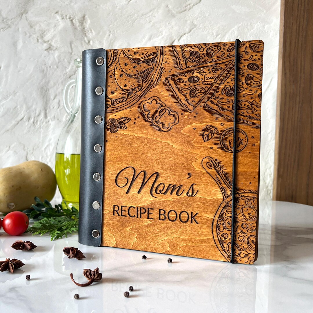 Personalized Wood Recipe Book Binder: Engraved Family Cookbook - Etsy