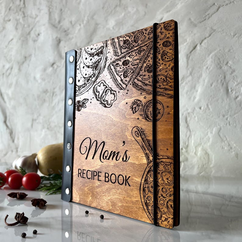 Personalized Wood Recipe Book Binder: Engraved Family Cookbook - Etsy