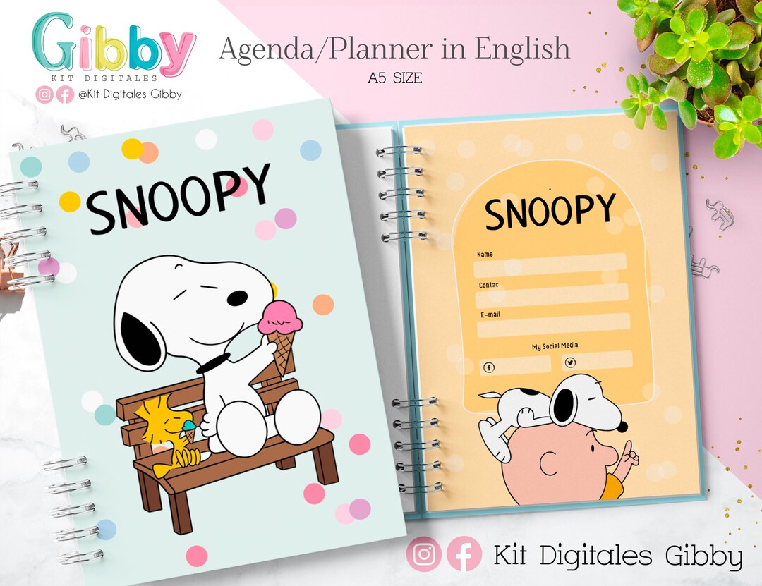 Agenda in English Snoopy 2025 A5 Size Editable in Pptx - Etsy