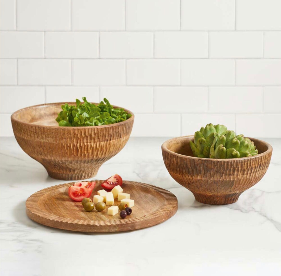 Round Mango wood tray from India | Etsy